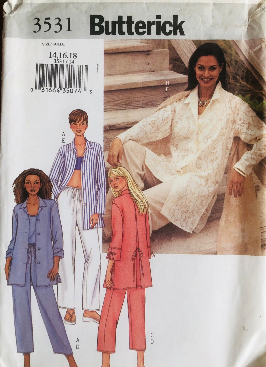 Butterick Pattern 3531 Misses Long Oversize Loose Shirt Back Inverted ...