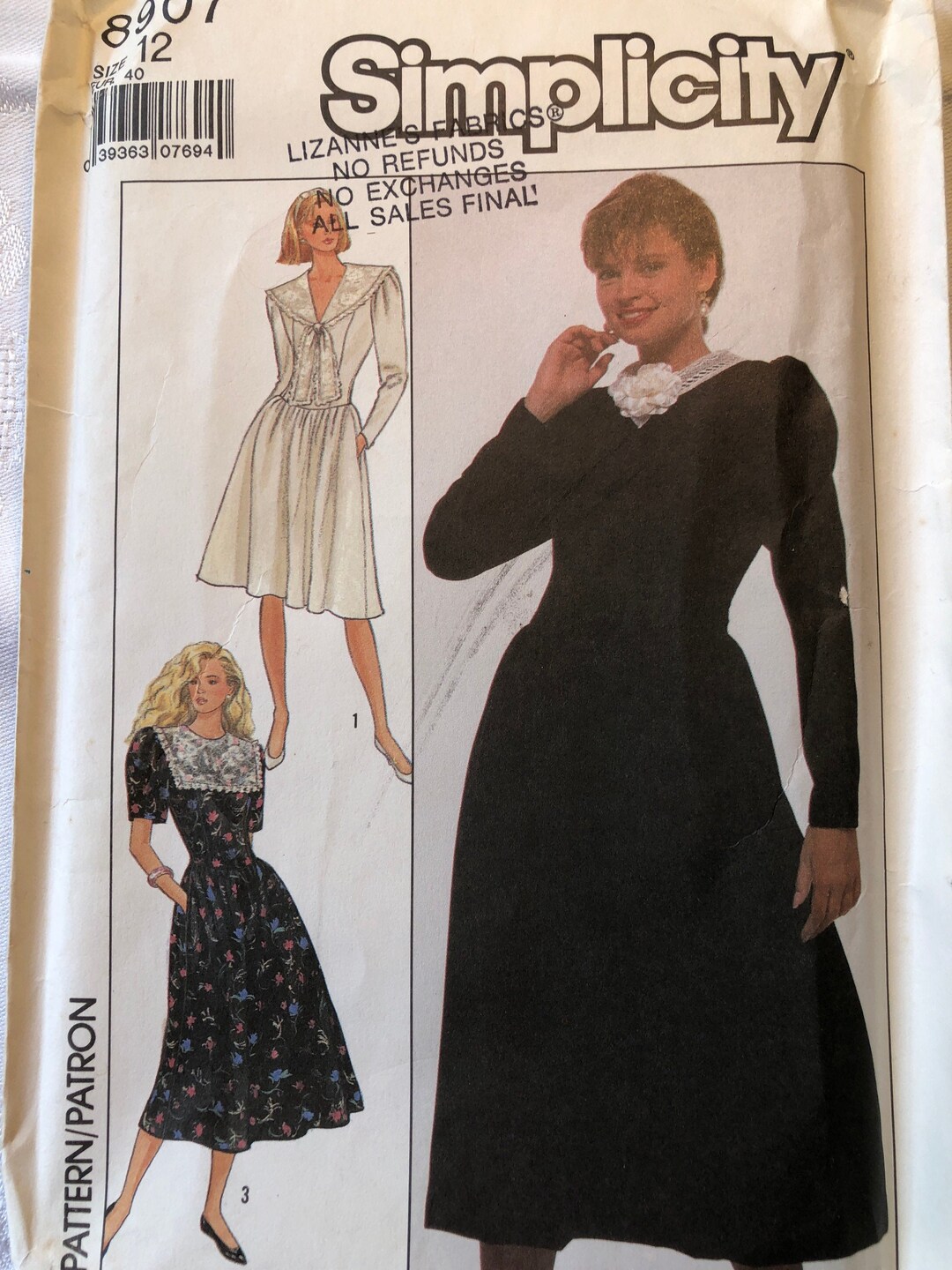 Flared Dress Pattern Princess Seam Bodice Shaped Waist 2 Lengths Bib or ...