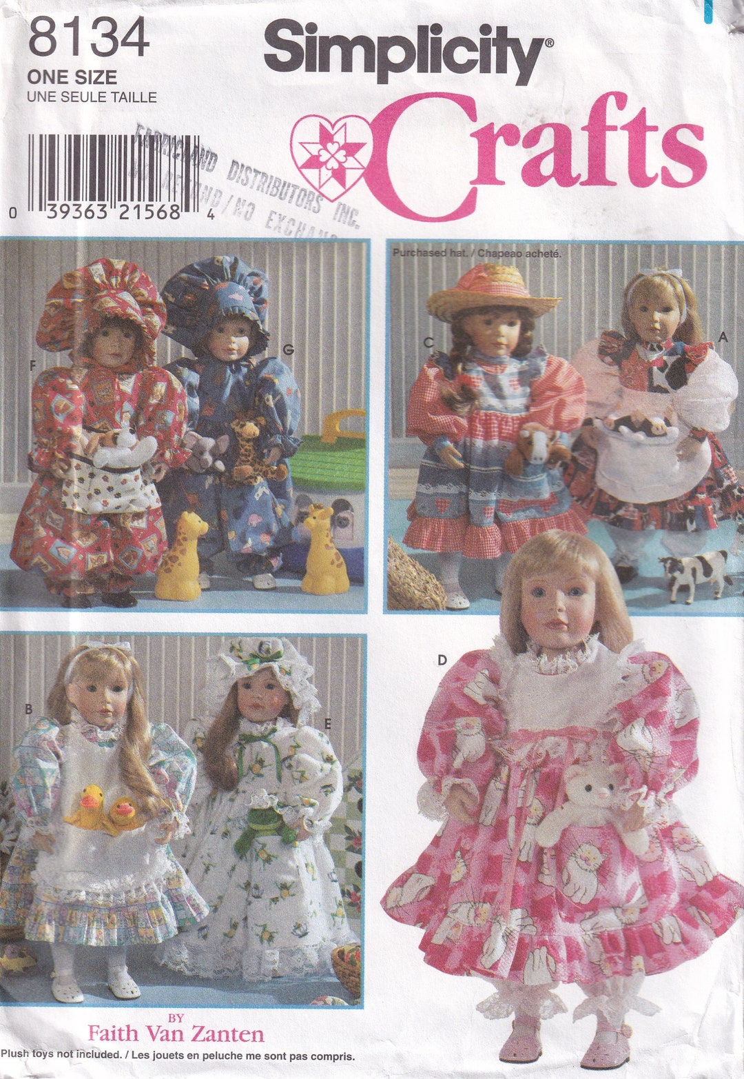 Simplicity Craft Pattern 8134 Doll Clothes Costumes for 18" Dolls ...