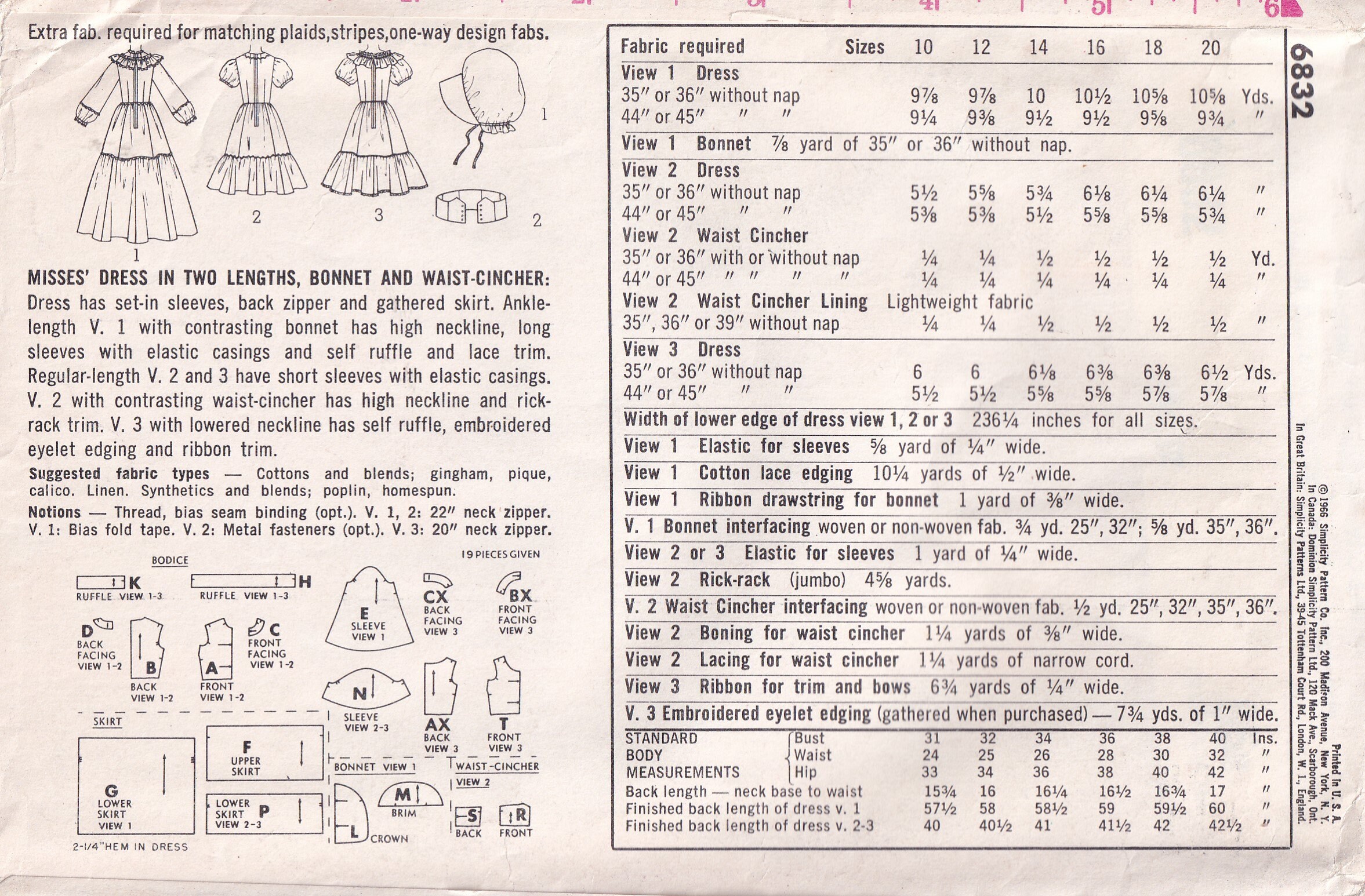 1960s Simplicity Pattern 6832 Womens Country Square Dance Tiered Ruffle ...