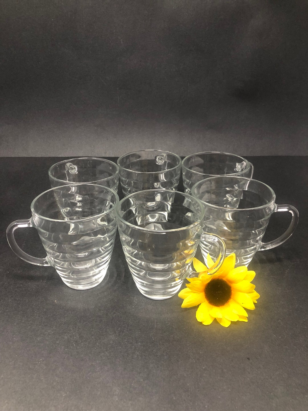Vintage Duralex France Beehive Coffee Tea Cups Mugs Set of 6 Clear ...