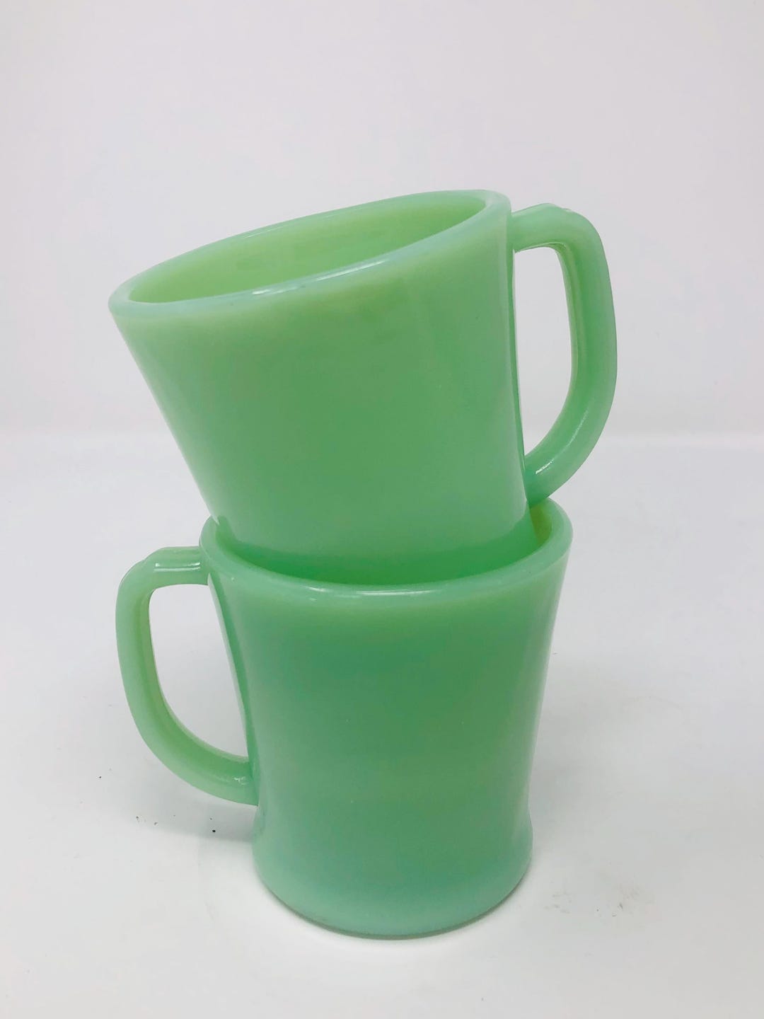 Jadeite Fire King Mugs Set of 2 Vintage D Handle Coffee Mugs Retro ...