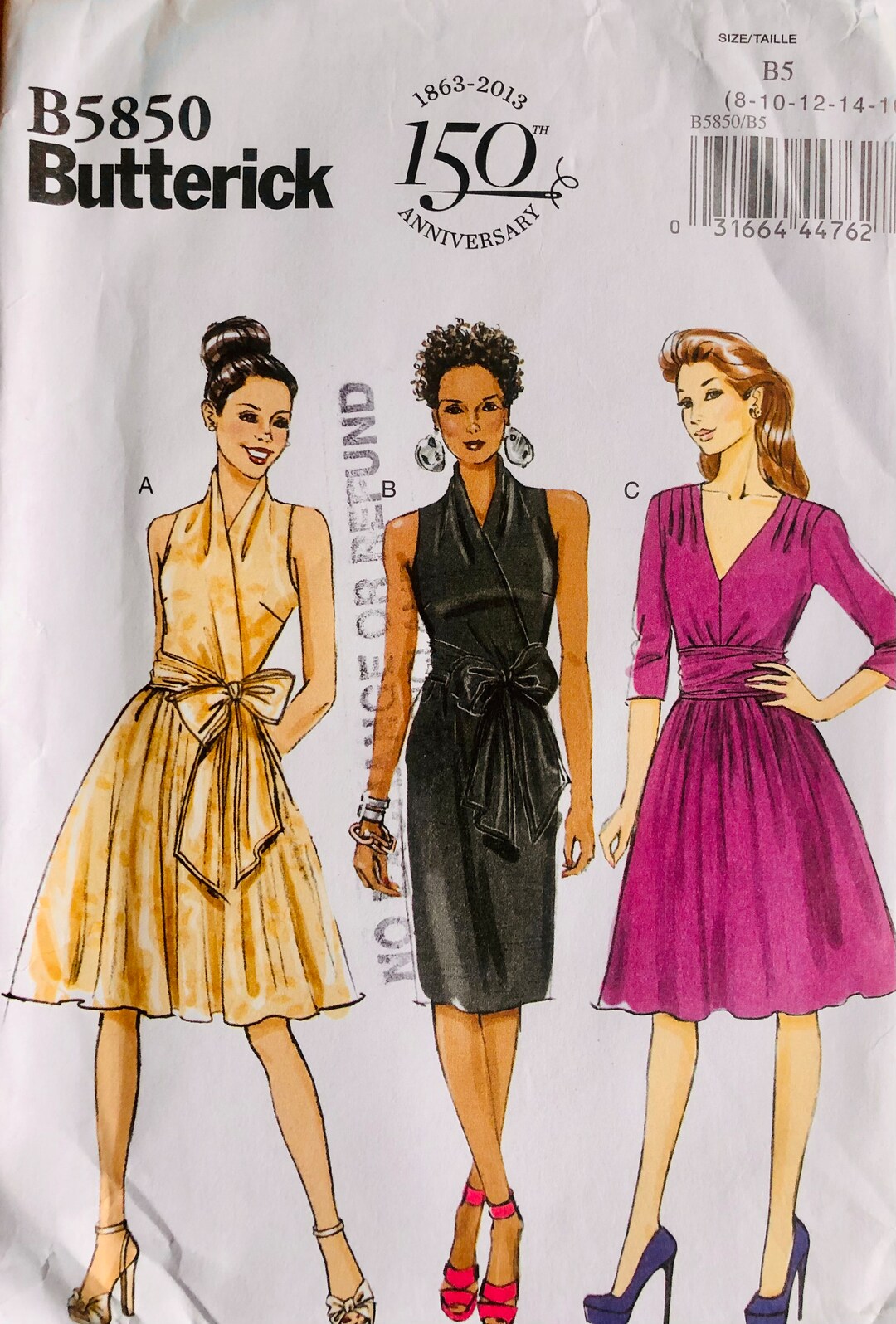 Butterick Sewing Pattern 5850 B5850 Flared or Slim Skirt Dress Mock ...
