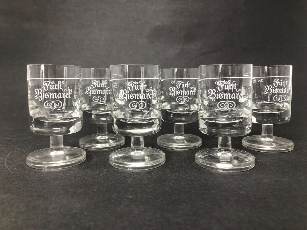 Set of 6 Furst Bismarck German Shot Glasses With Footed Stem Vodka ...