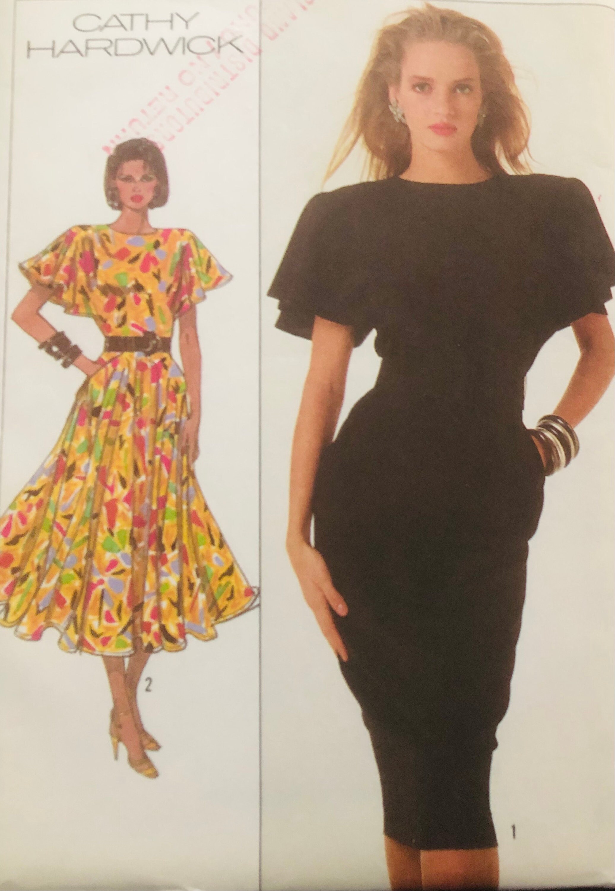 Simplicity 8055 Sewing Pattern Flutter Sleeve Dress With Full Flared or ...