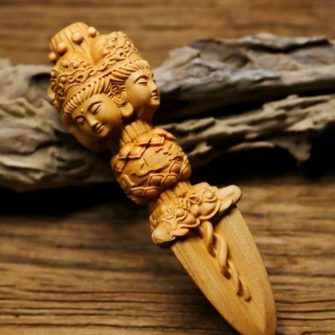 Chinese Arborvitae Wood Carving Buddhism Dorje Vajra Phurba 2 - Etsy