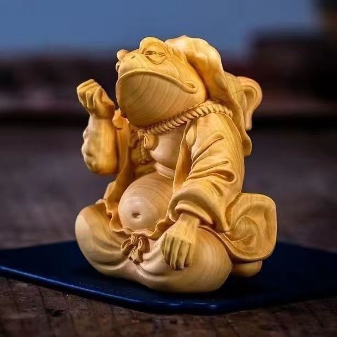 Chinese Arborvitae Wood Carving Frog Man - Etsy