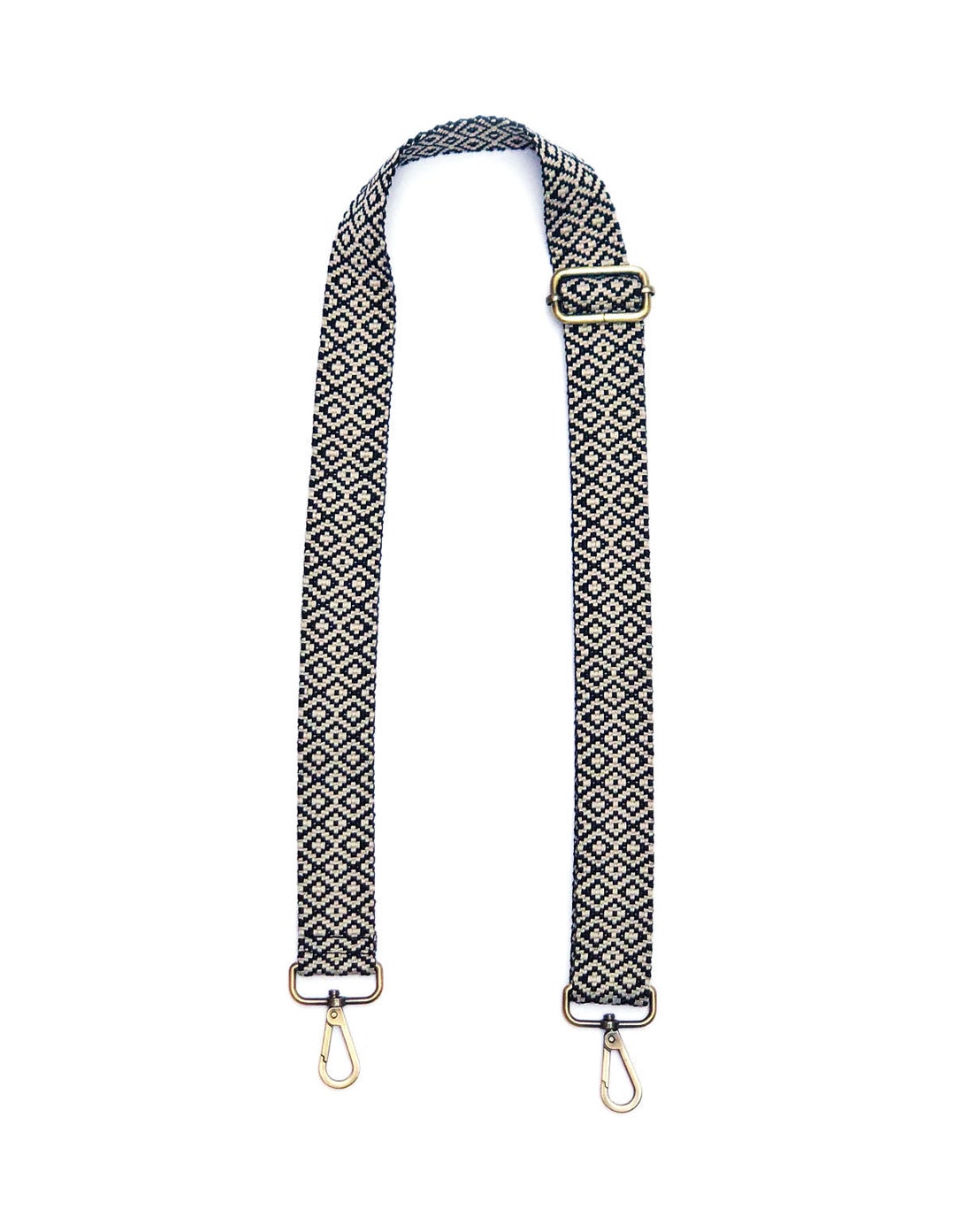 Southwest Pattern Embroidered Black & White Crossbody Purse Strap ...