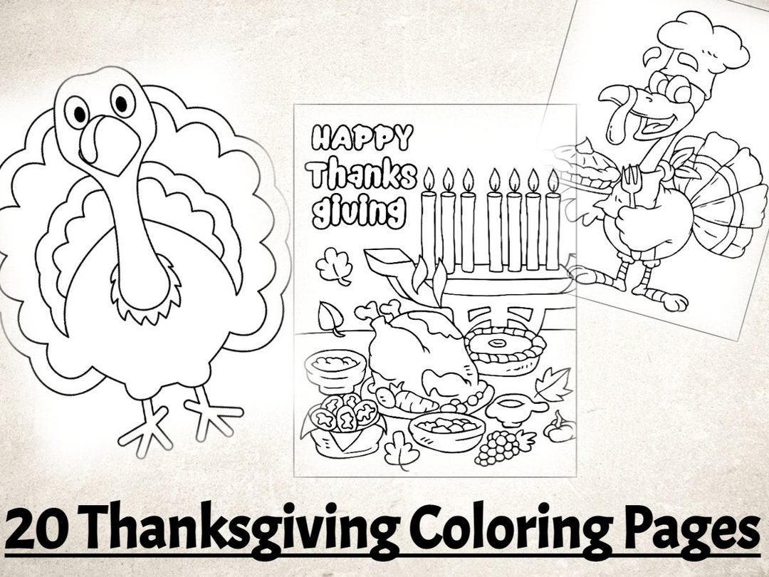 20 Thanksgiving Coloring Pages Digital Download - Etsy
