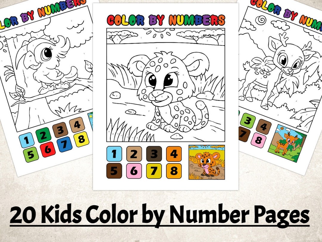 20 Color by Number Coloring Pages Digital Download - Etsy