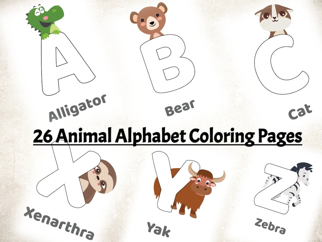 26 ABC Animal Coloring Pages Digital Download - Etsy