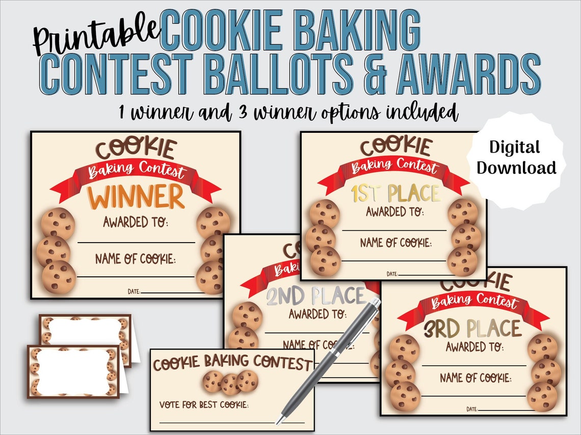 Cookie Baking Contest Voting Ballots and Awards Printable, Cookie Bake ...