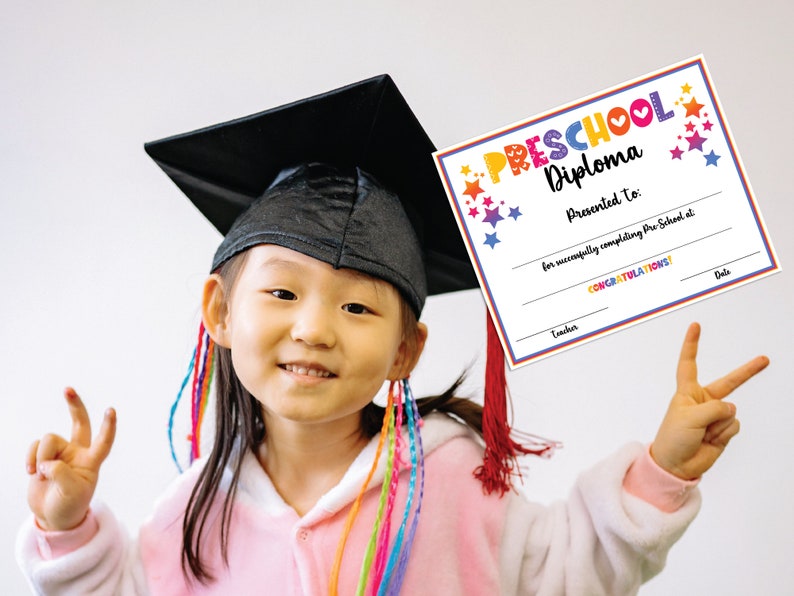 Preschool Graduation Diploma Certificate Printable, Preschool Graduate ...