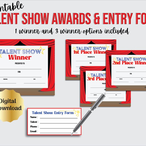 Talent Show Award Certificates - Etsy