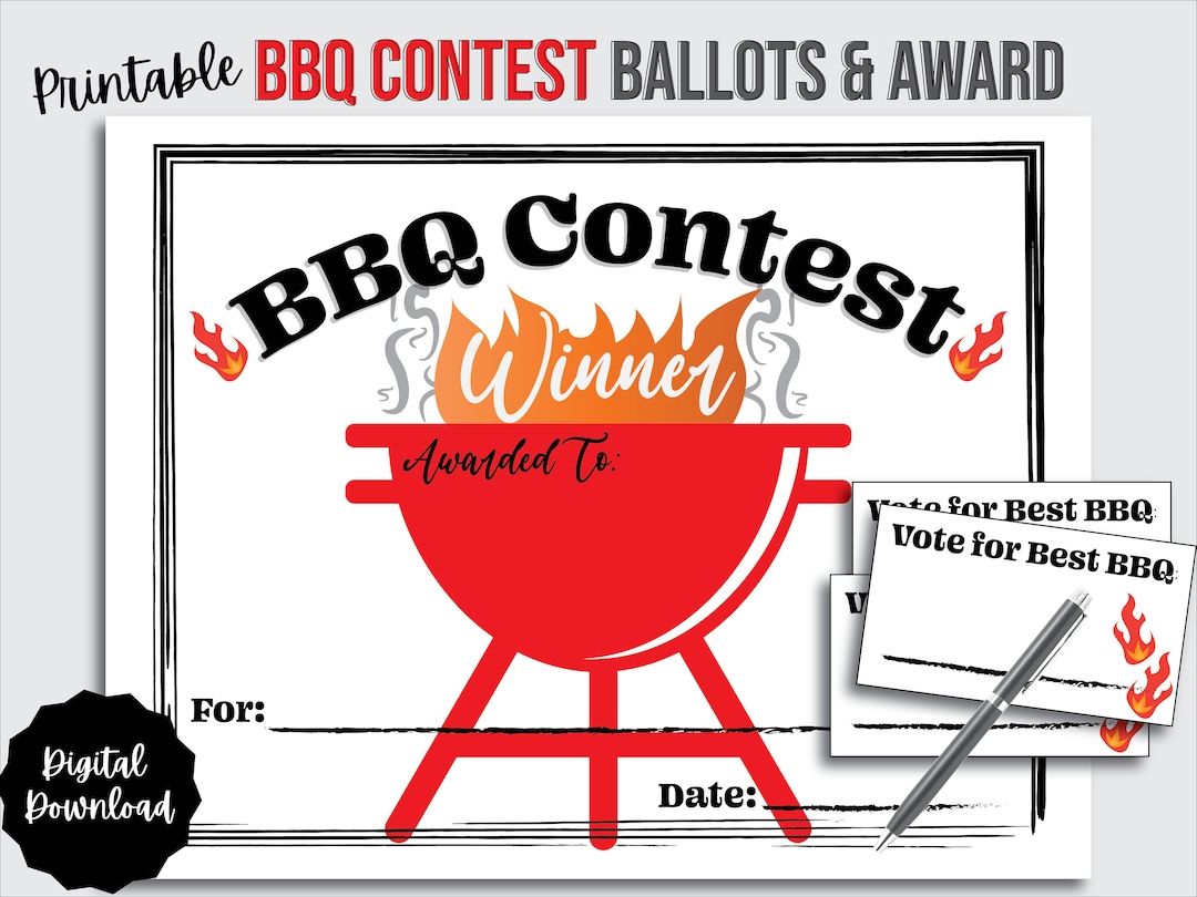 BBQ Contest Voting Ballots and Award for BBQ Cook Off, Grill Master ...