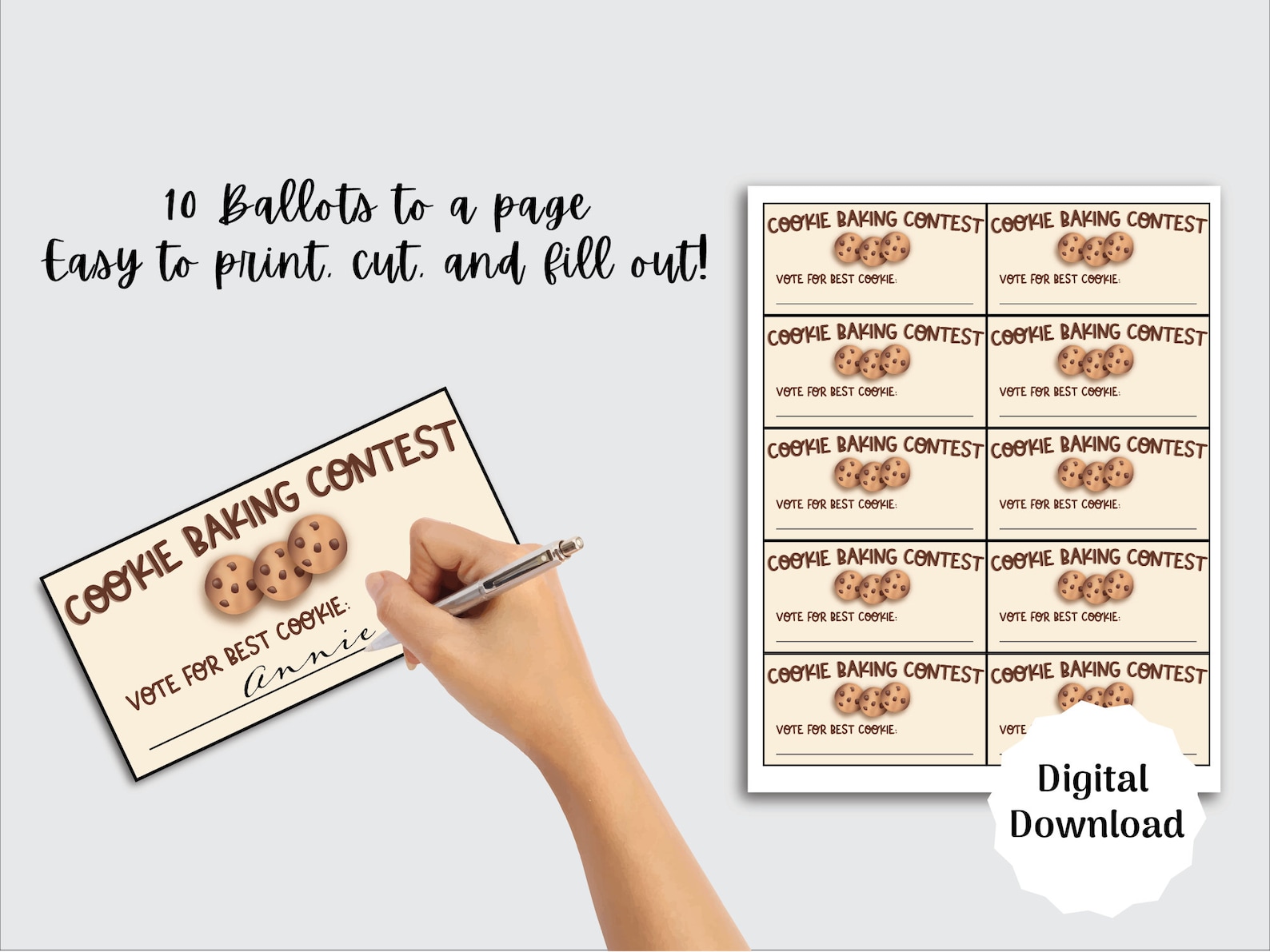 Cookie Baking Contest Voting Ballots and Awards Printable, Cookie Bake ...