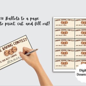 Cookie Baking Contest Voting Ballots and Awards Printable, Cookie Bake ...