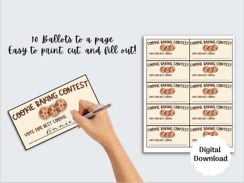 Cookie Baking Contest Voting Ballots and Awards Printable, Cookie Bake ...