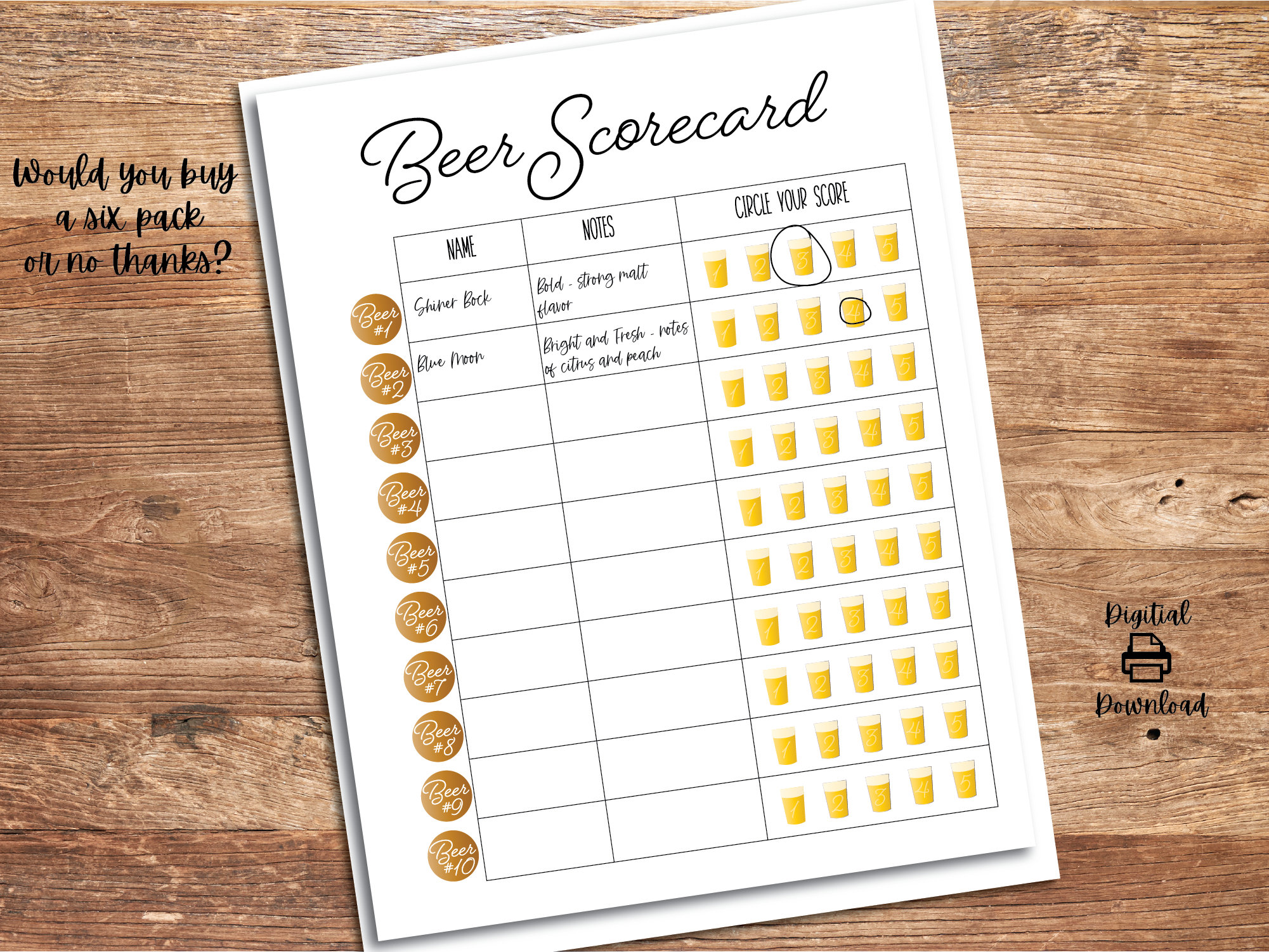 Beer Tasting Party Kit Printable, Beer Tasting Scorecard Template, Guys ...