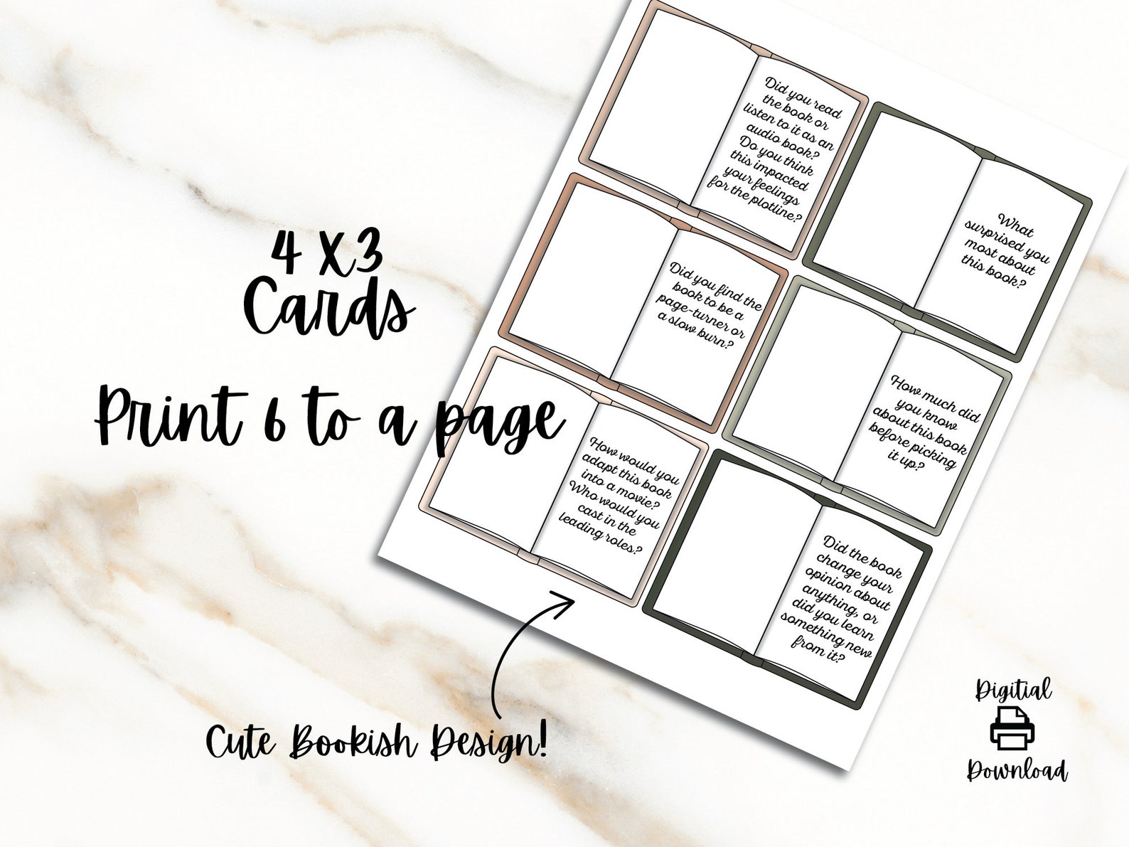 Printable Book Club Question Cards, Book Club Conversation Starters ...