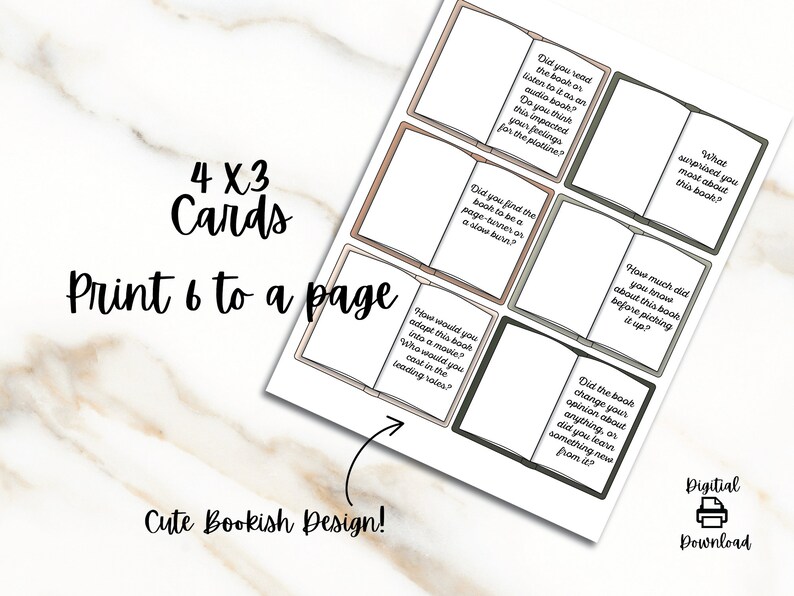 Printable Book Club Question Cards, Book Club Conversation Starters ...