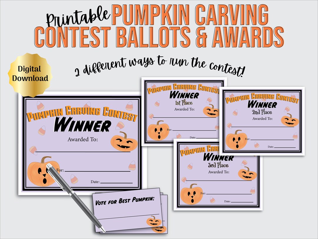Halloween Pumpkin Carving Contest Printable Bundle, Voting Ballots and ...
