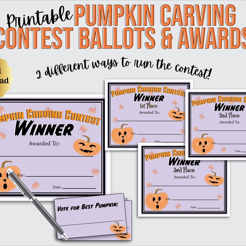 Printable Halloween Pumpkin Contest Certificates - Etsy