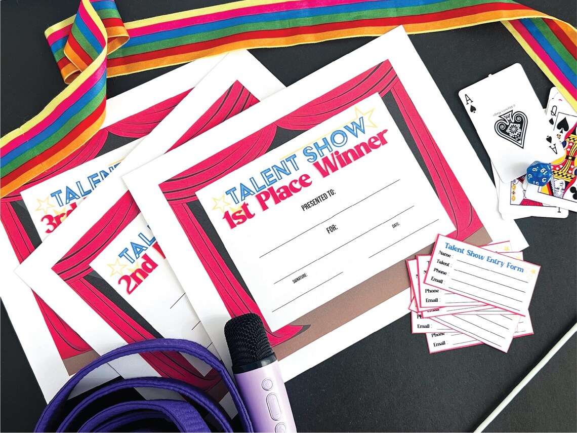 Talent Show Award Certificates and Entry Form for Contest, Talent ...