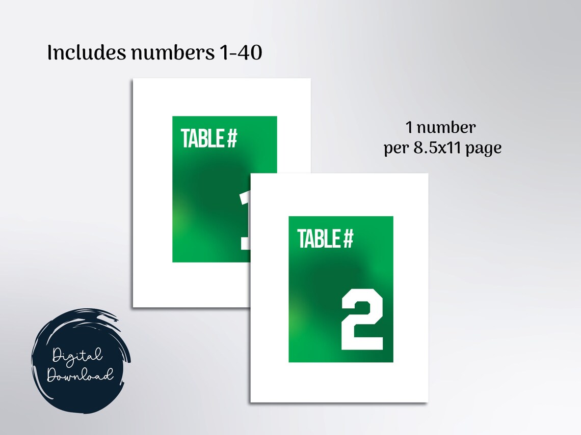 Printable 1-40 Sports Themed Table Numbers for Party, Digital Download ...