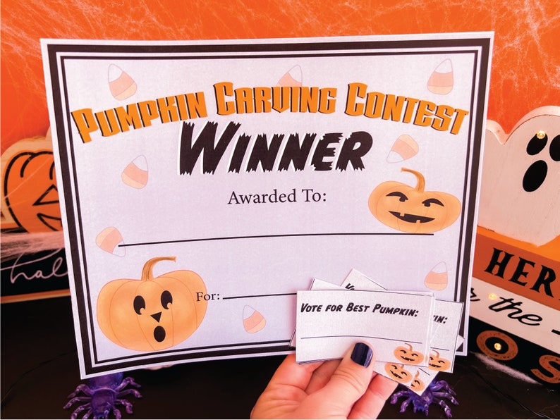 Halloween Pumpkin Carving Contest Printable Bundle, Voting Ballots and ...