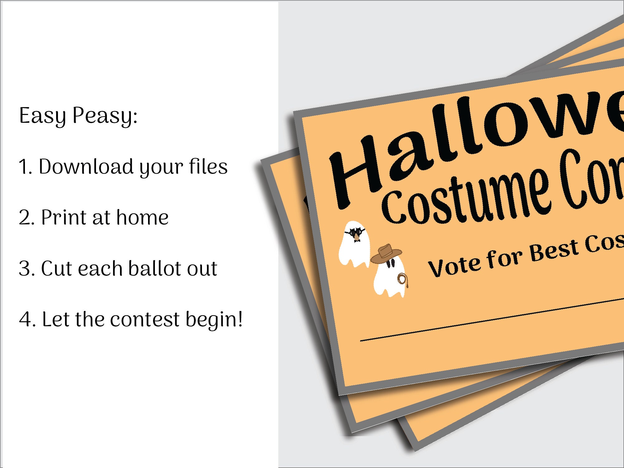Costume Contest Printable Award and Voting Ballots for Halloween, Award ...