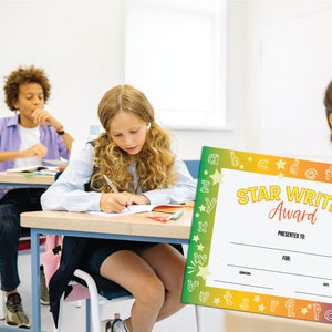 Writing Certificate Printable Template, Star Writer Award of ...