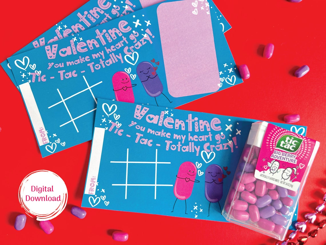 Tic Tac Toe Valentine Card Printable, Kids Valentine Printable, Tic Tac ...