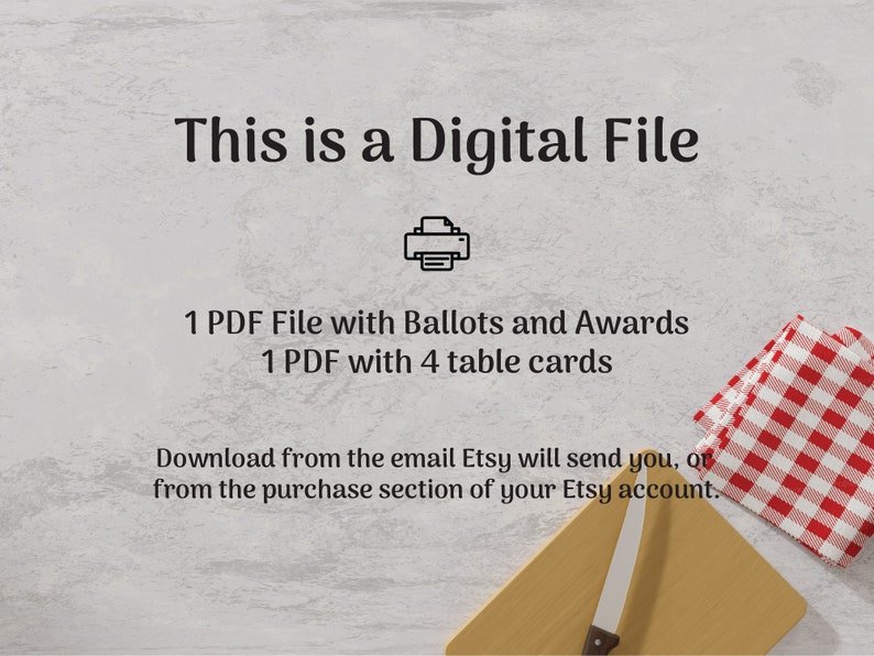 Chili Cook off Voting Ballots and Awards With Table Cards, 1st, 2nd and ...