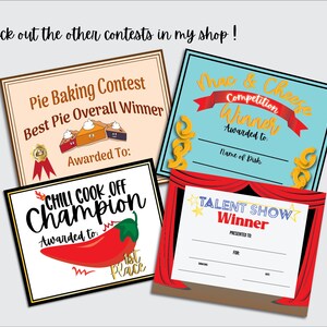 Cookie Baking Contest Voting Ballots and Awards Printable, Cookie Bake ...