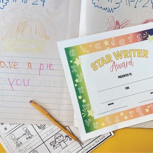 Writing Certificate Printable Template, Star Writer Award of ...