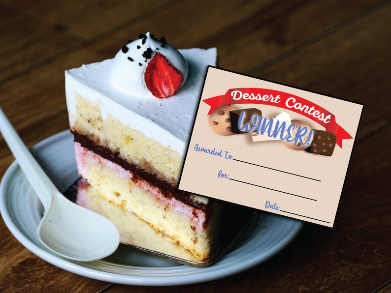 Dessert Contest Voting Ballots and Awards, Bake off Winner Certificates ...