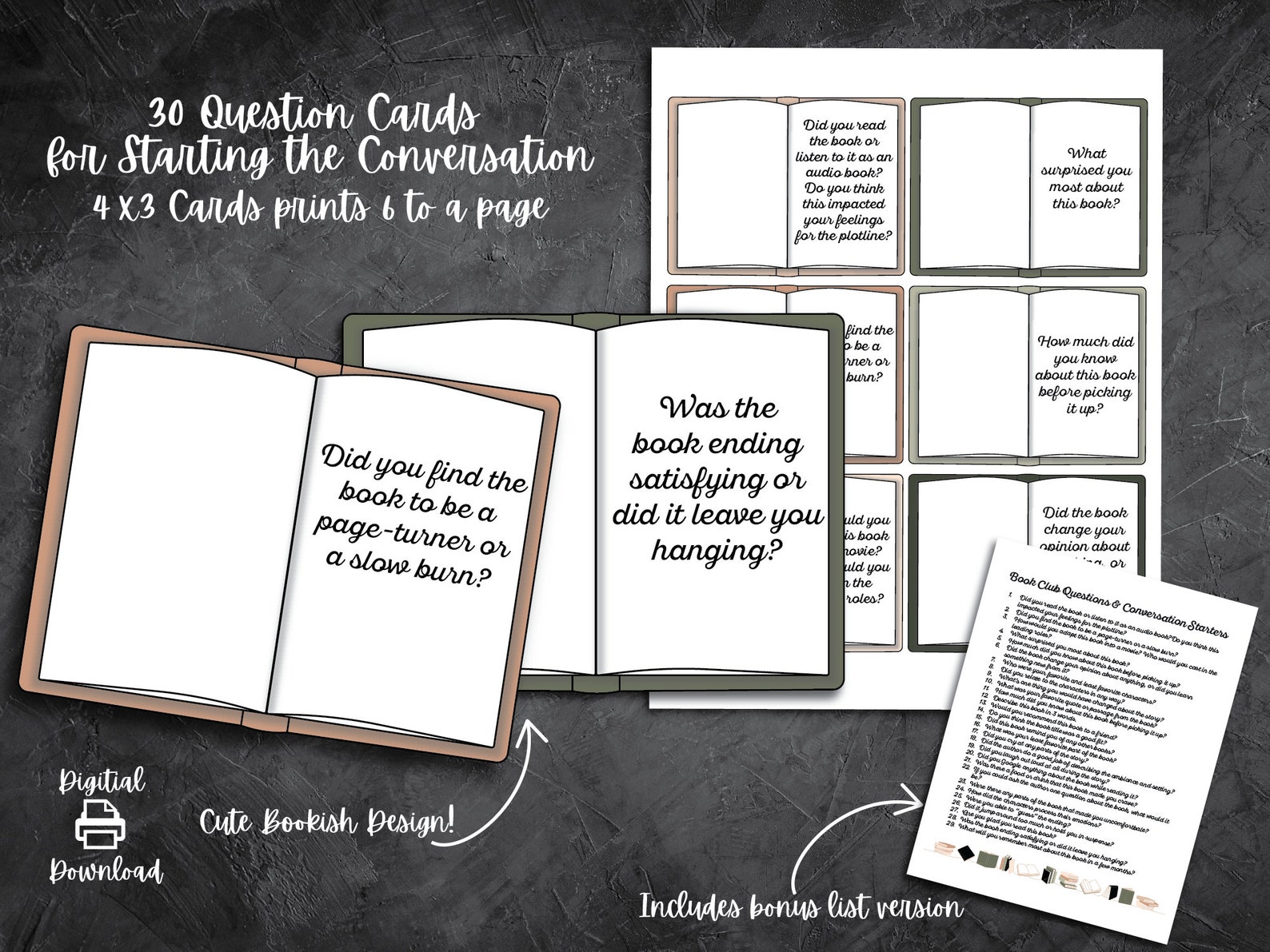 Book Club Bundle Printable, Book Club Questions and Conversation ...