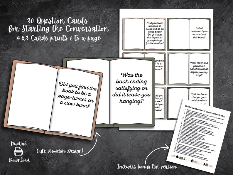 Book Club Bundle Printable, Book Club Questions and Conversation ...