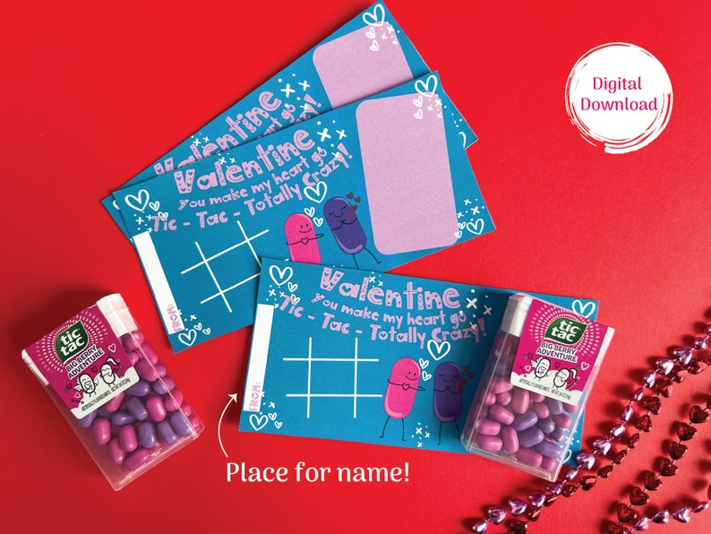 Tic Tac Toe Valentine Card Printable, Kids Valentine Printable, Tic Tac ...