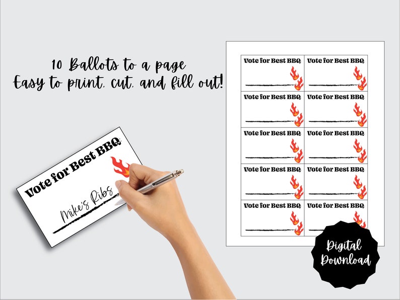 BBQ Contest Voting Ballots and Award for BBQ Cook Off, Grill Master ...