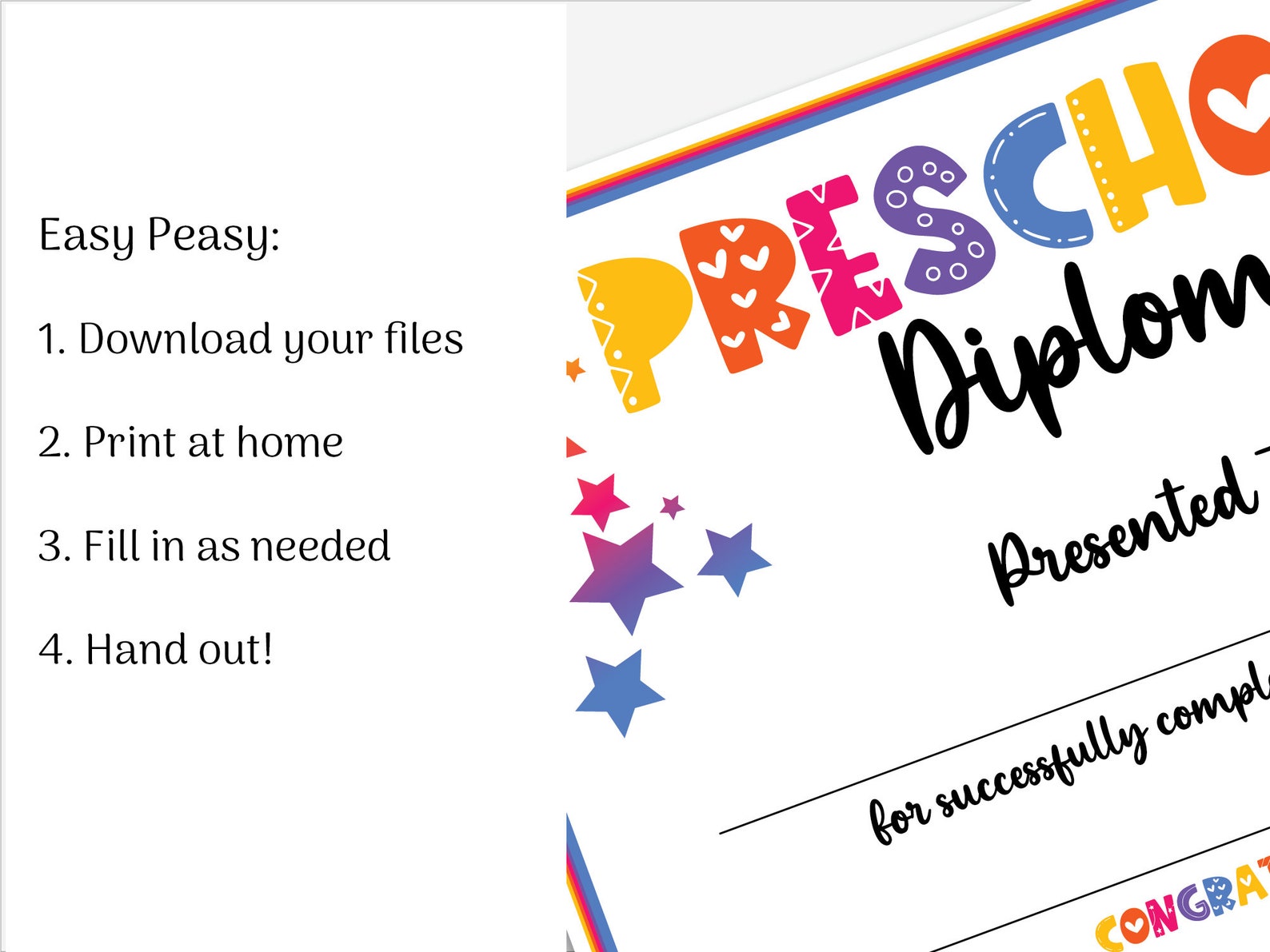 Preschool Graduation Diploma Certificate Printable, Preschool Graduate ...