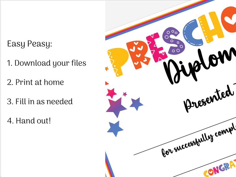 Preschool Graduation Diploma Certificate Printable, Preschool Graduate ...