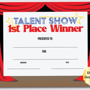 Talent Show Award Certificates and Entry Form for Contest, Talent ...