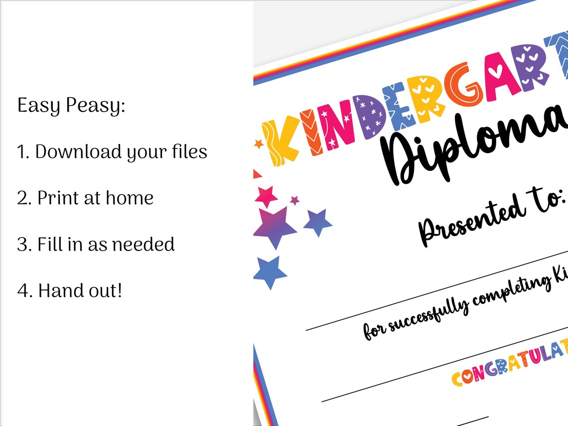 Kindergarten Graduation Diploma Certificate Printable, Kinder Graduate ...