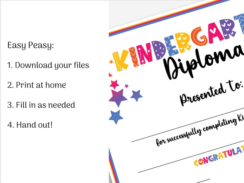 Kindergarten Graduation Diploma Certificate Printable, Kinder Graduate ...