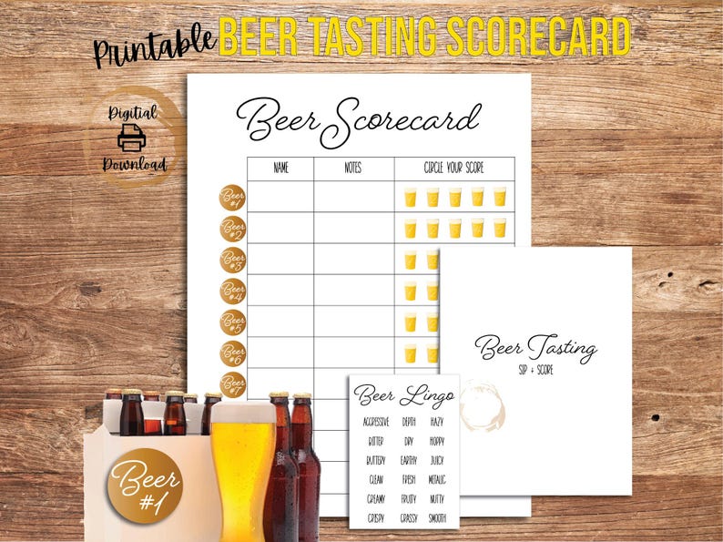 Beer Tasting Party Kit Printable, Beer Tasting Scorecard Template, Guys ...