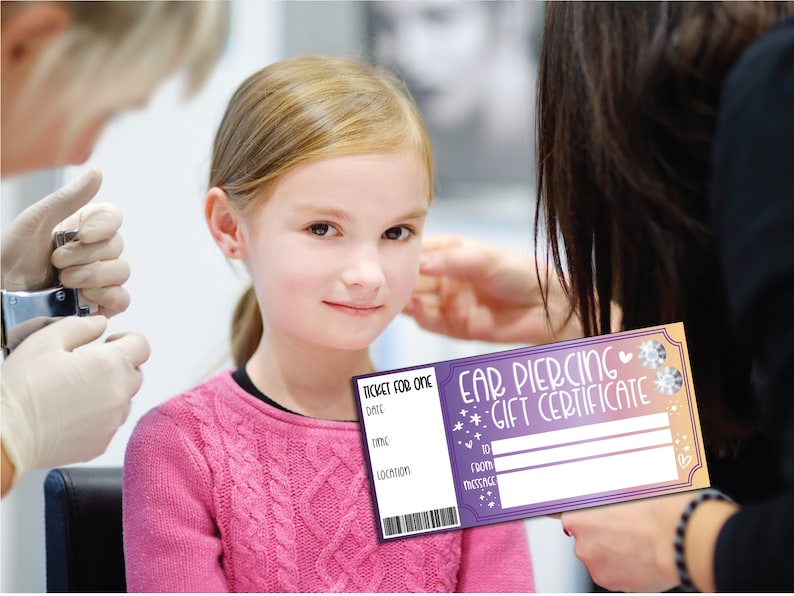 Ear Piercing Gift Certificate Voucher Printable, Ears Pierced Gift ...
