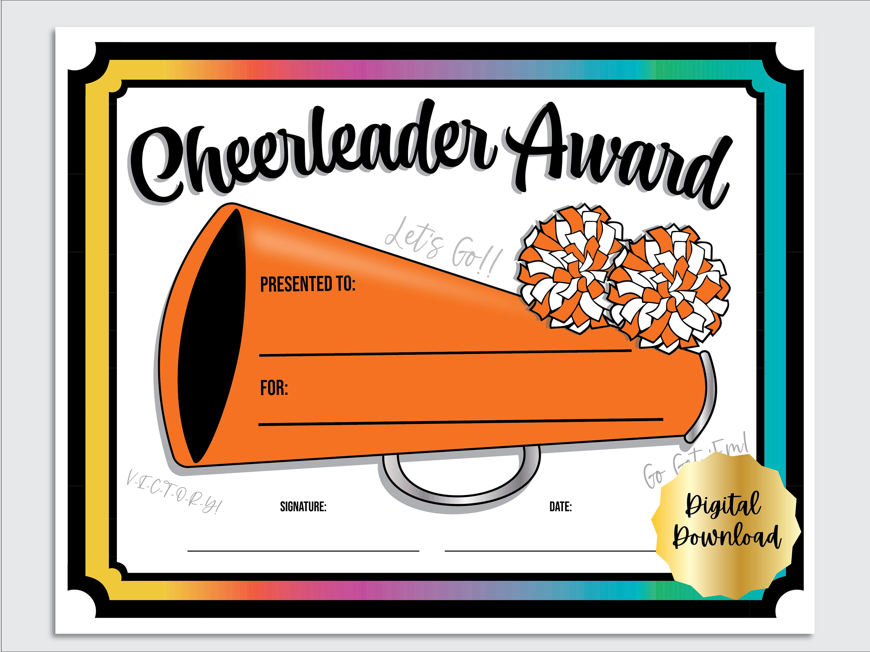 Cheerleading Award Certificate Template for Cheer Team Award of ...