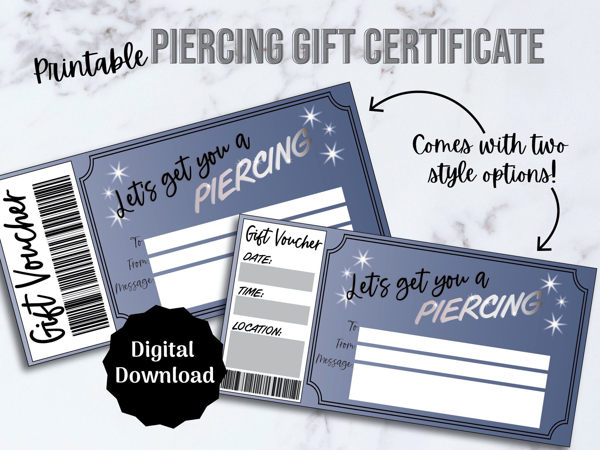 Piercing Gift Certificate Voucher, Body Piercing Gift Certificate ...